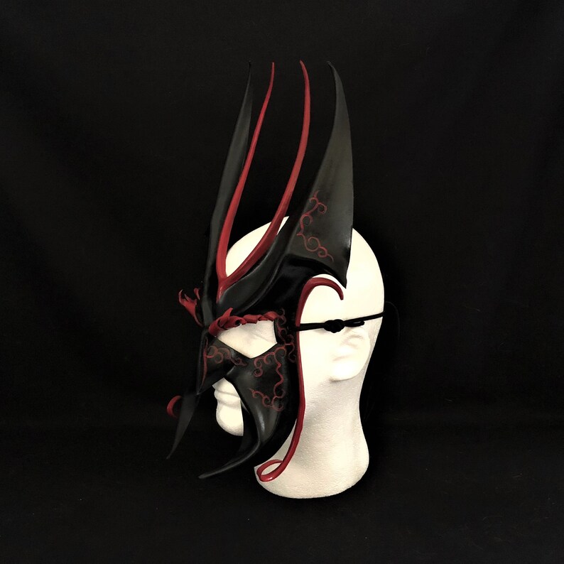 BLACK & RED Leather Mask Halloween Villian Festival Mask - Etsy