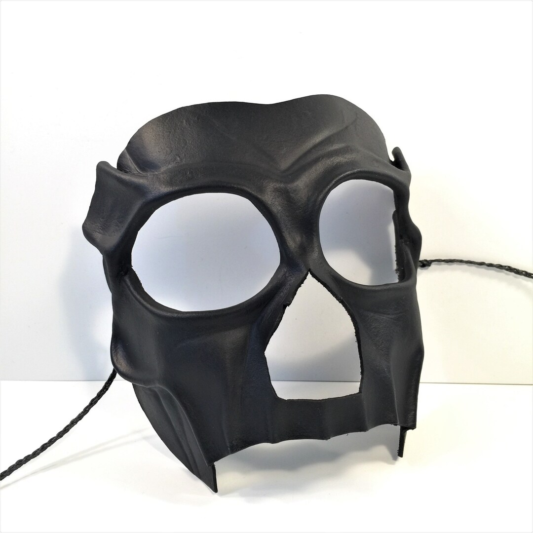Leather Day of the Dead Festival Mask, Black Ritual Mask, Voodoo Witch ...