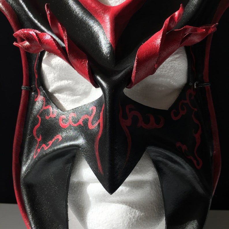 BLACK & RED Leather Mask Halloween Villian Festival Mask - Etsy