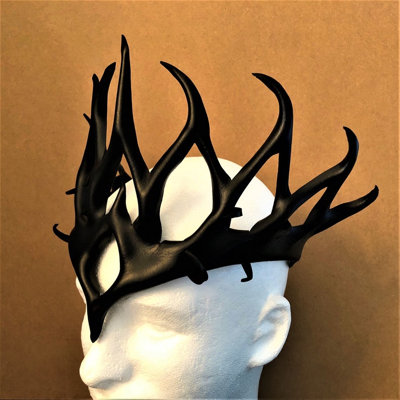 BLACK CROWN Leather Crown * Matte Finish * Fantasy Crown Headpiece ...