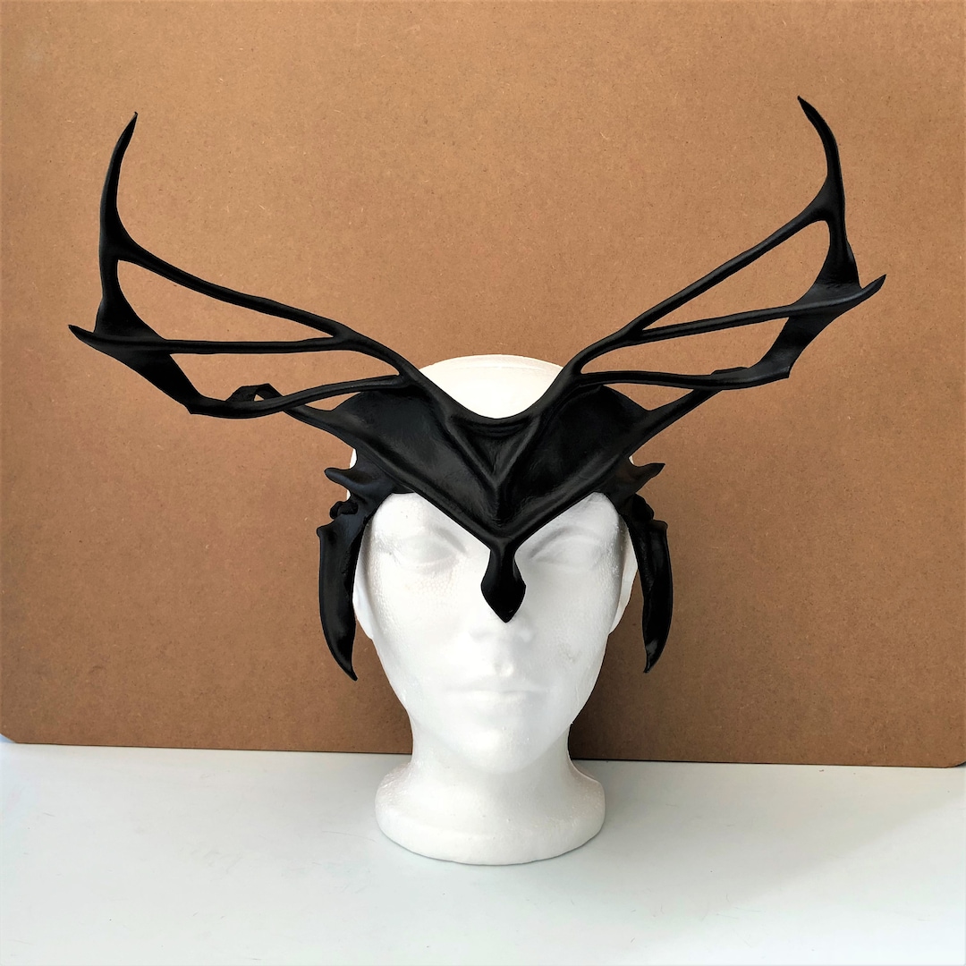 Leather Sorceress Headpiece Black, Dark Witch Headdress, Fantasy ...