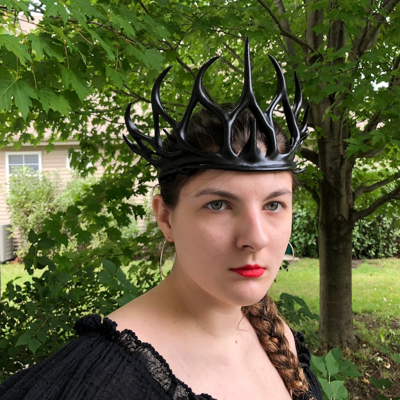 Dark Fairy Queen Crown / Witch Black Leather Headpiece | Etsy