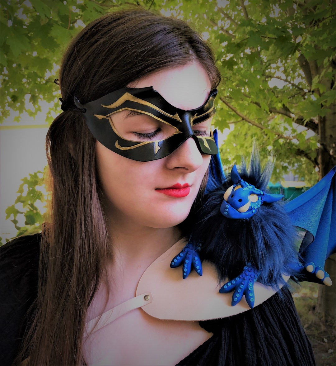 MÁSCARA & PUPPET SET Dragon Puppet Máscara de cuero negro Dragon ...