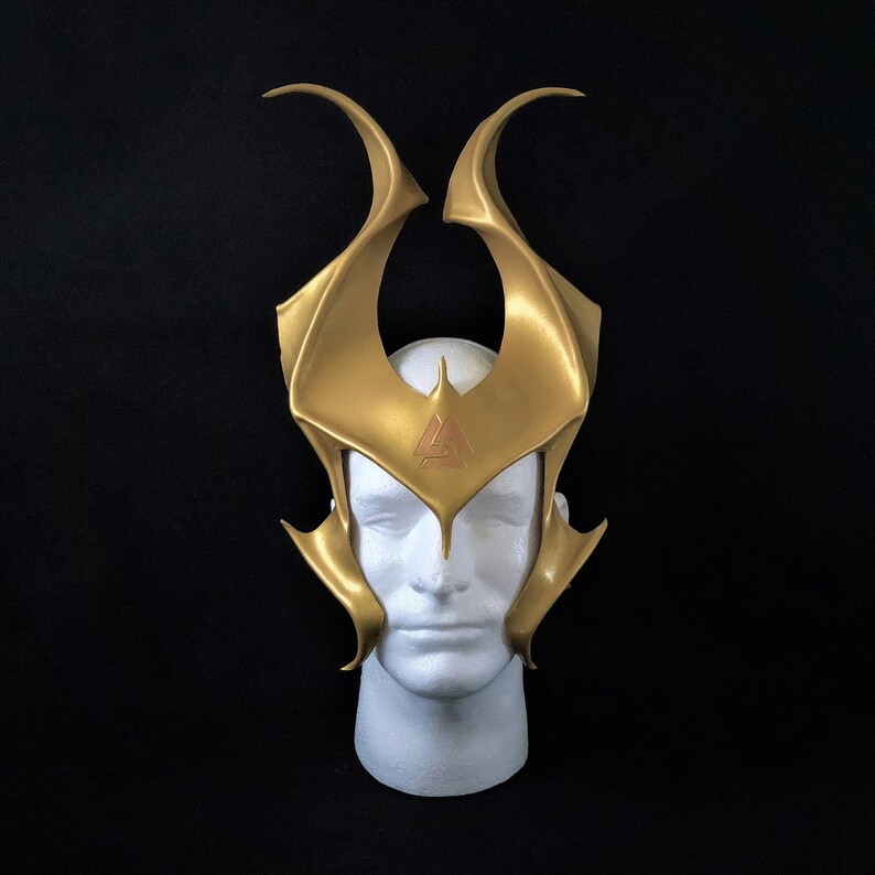 ODIN HORNS With VALKNUT Symbol * Gold Viking Cosplay Horns Pagan Horns ...