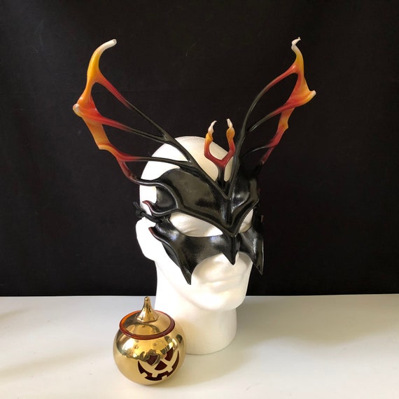 Fire Demon Mask Leather Mask Demon Cosplay Mask Halloween | Etsy