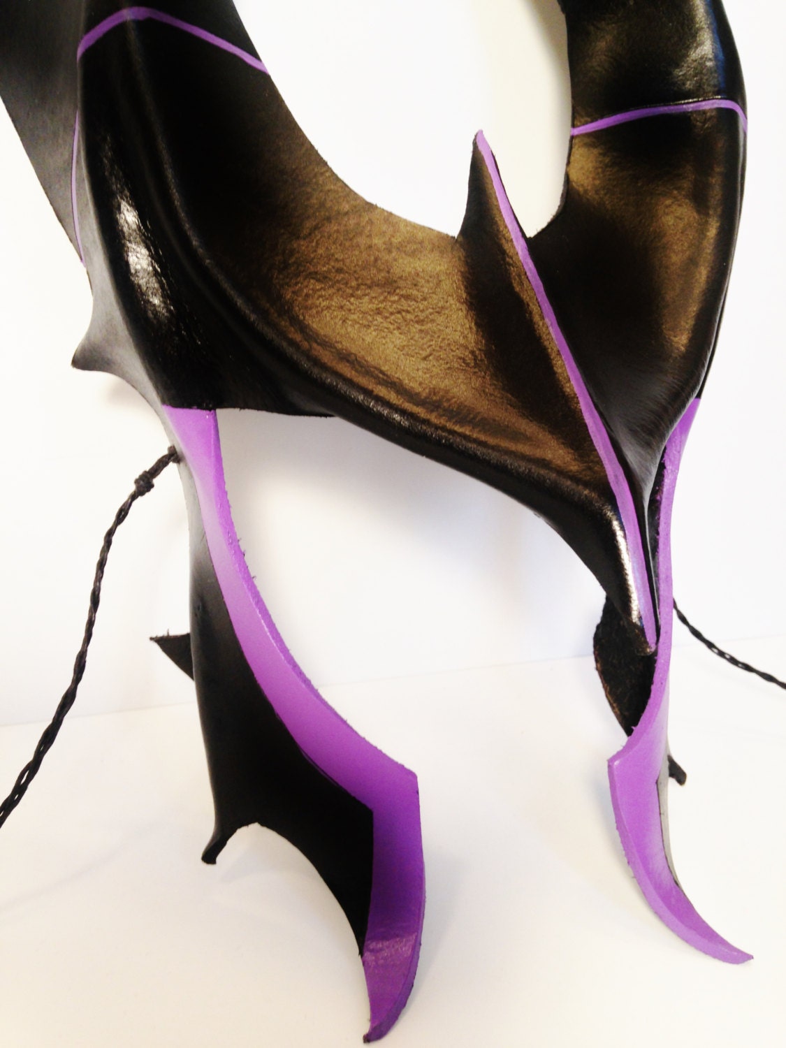 Evil Queen Horns Black Leather Mask Dark Fairy Mistress - Etsy