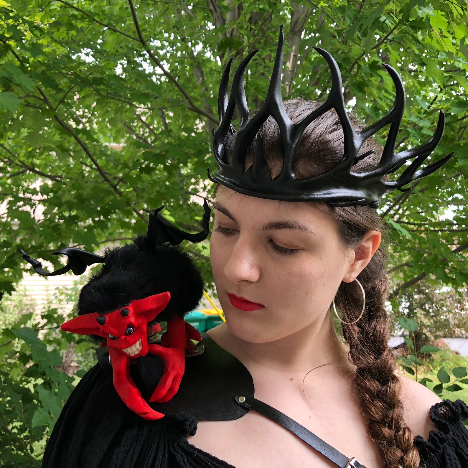 Dark Fairy Queen Crown / Witch Black Leather Headpiece | Etsy