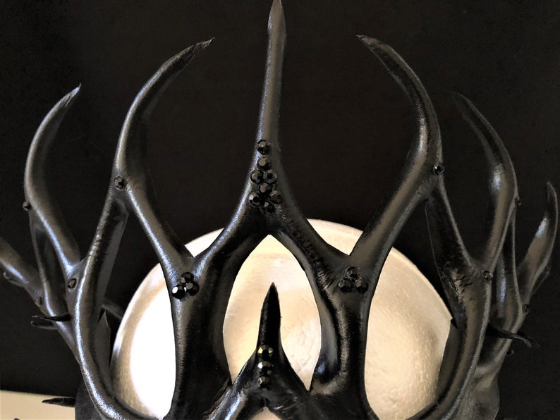 Evil Queen Leather Crown Stoned Headpiece of Thorns Dark | Etsy