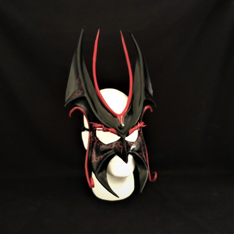 BLACK & RED Leather Mask Halloween Villian Festival Mask - Etsy