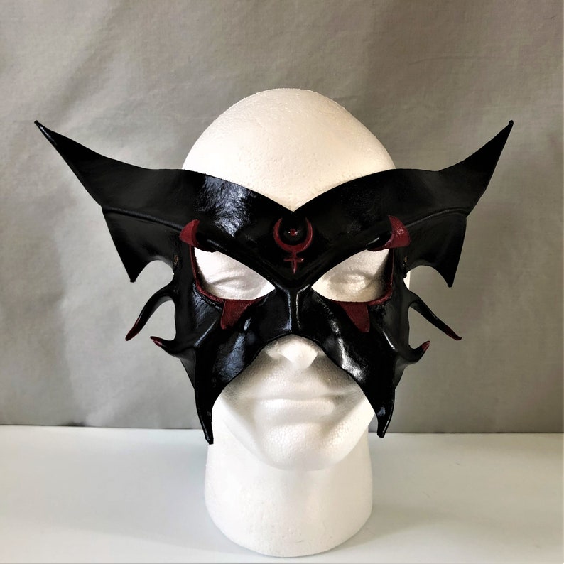 ARES Black Leather Mask Demon Mask Greek God Mask Warrior - Etsy