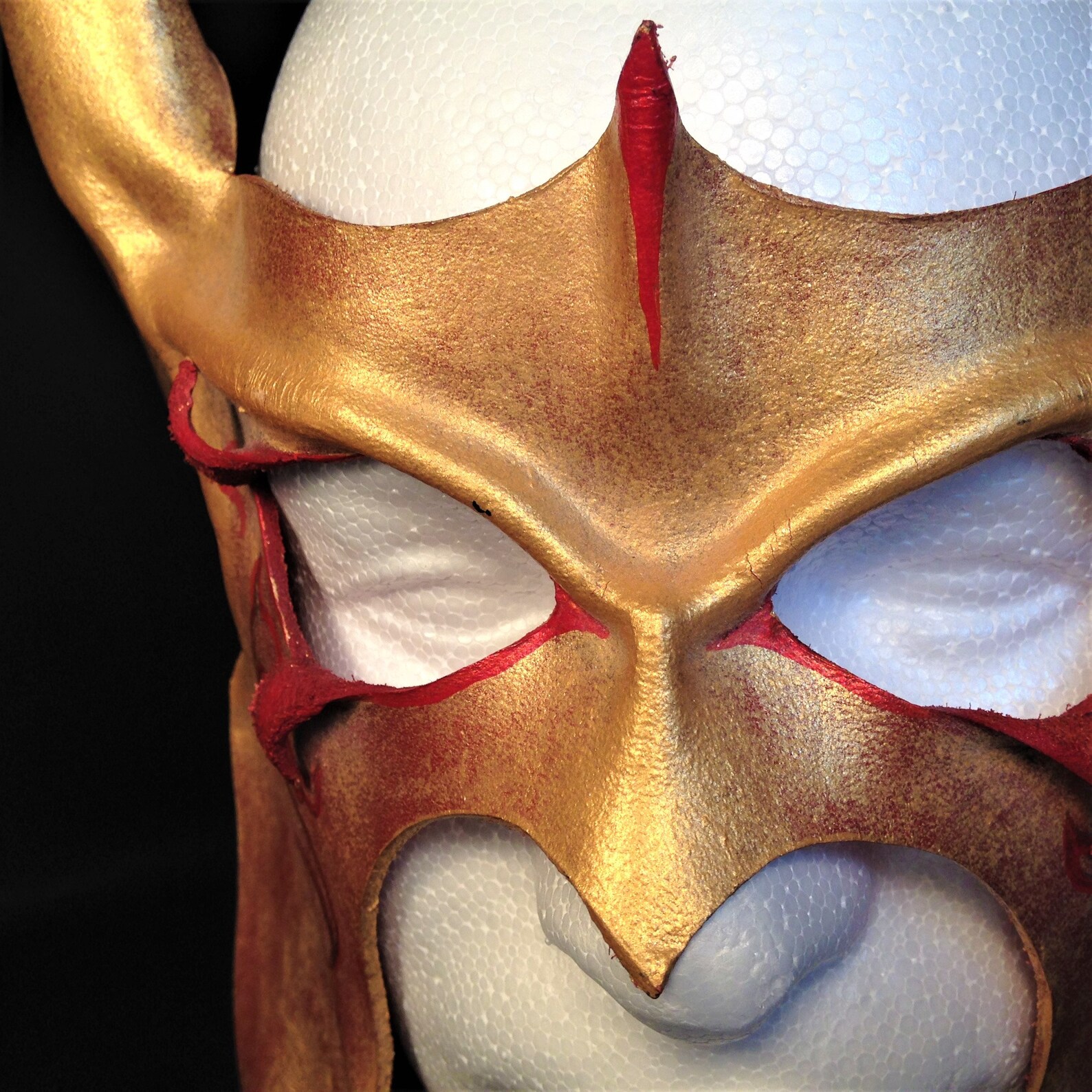 Red Gold Leather Viking Mask Thor Costume Loki Horns Viking - Etsy