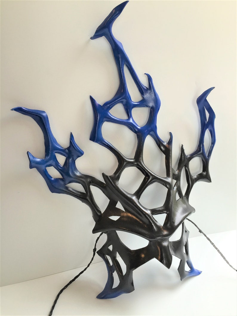 BLACK LEATHER MASK Blue Demon Halloween Mask Evil Dark - Etsy