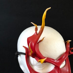Flaming Fire Demon Mask - Leather Carnival Mask - Mardi Gras Demon Mask ...