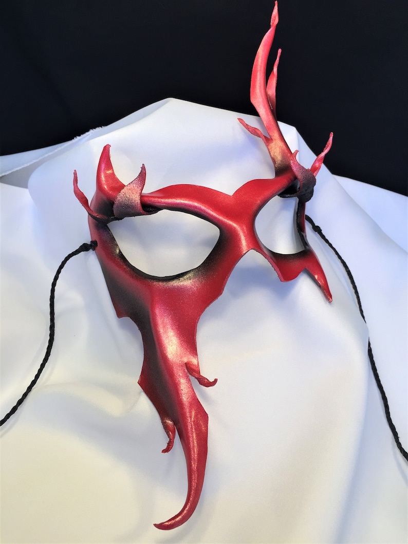 Leather Fire Flames Red Mask Demon Halloween Mask Festival Mask Evil ...