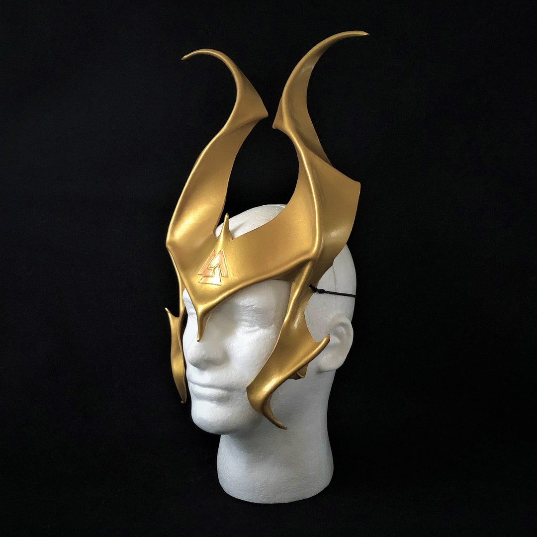 ODIN HORNS With VALKNUT Symbol * Gold Viking Cosplay Horns Pagan Horns ...