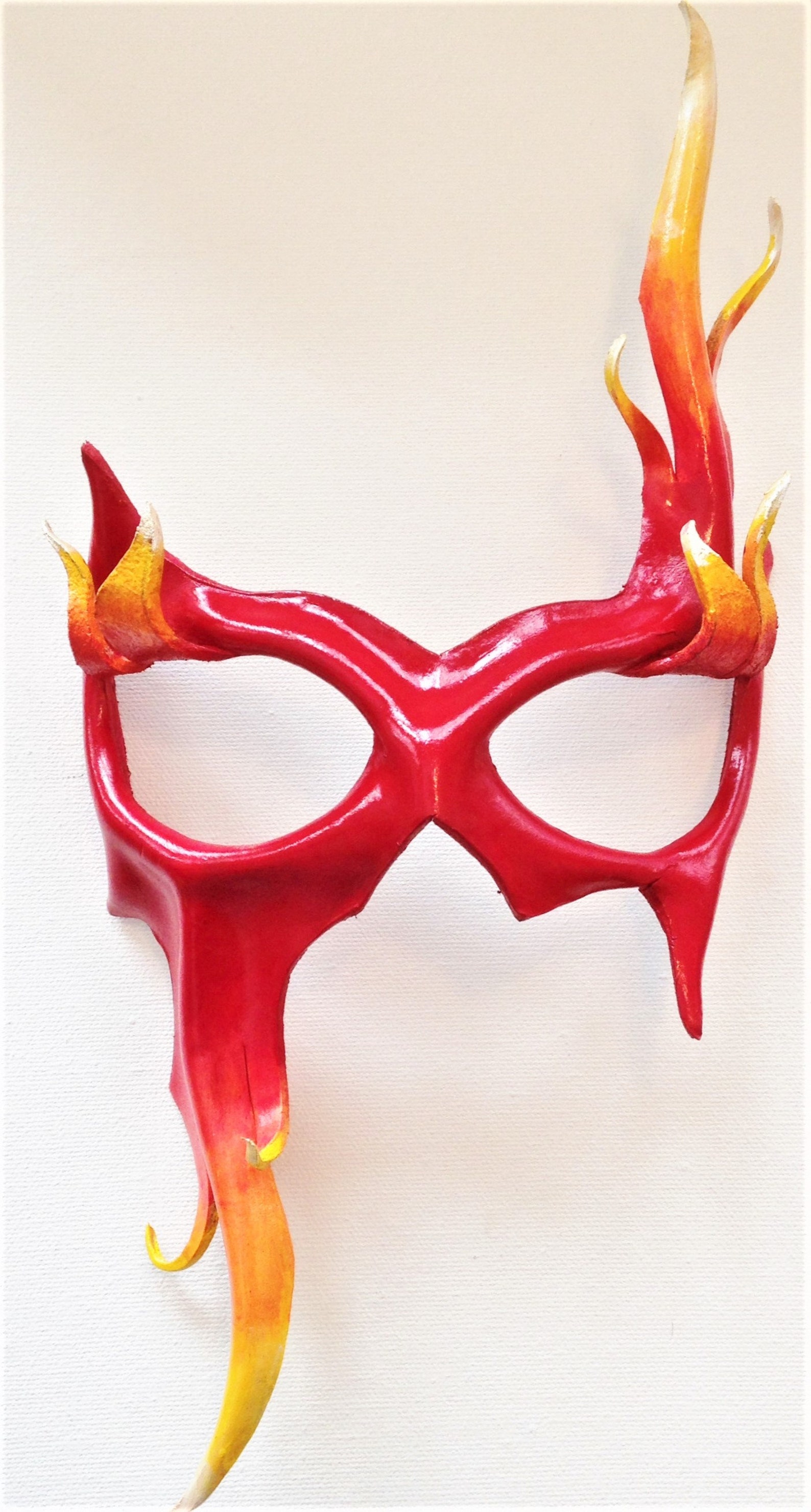 Flaming Fire Demon Mask Leather Carnival Mask Mardi Gras | Etsy