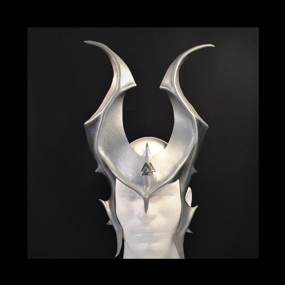 ODIN HORNS With VALKNUT Symbol * Silver Viking Cosplay Horns Pagan ...