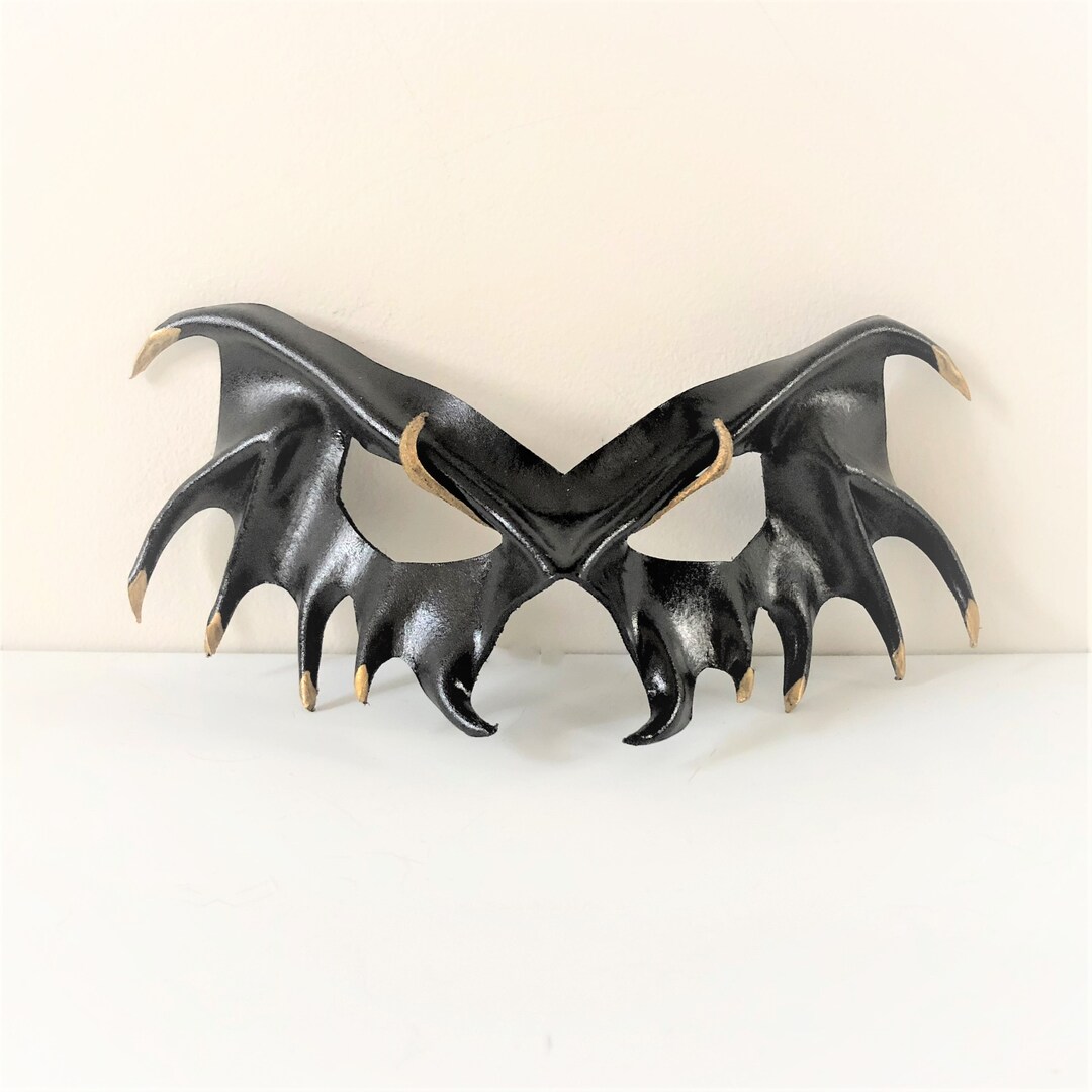 Gold Trimmed Black Leather Masquerade Mask, Vampire Masquerade Fantasy ...