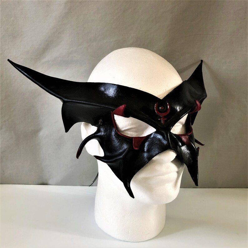 ARES Black Leather Mask Demon Mask Greek God Mask Warrior - Etsy