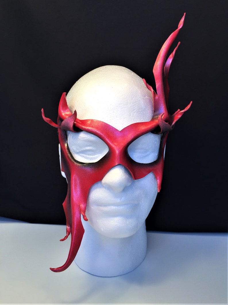 Leather Fire Flames Red Mask Demon Halloween Mask Festival Mask Evil ...