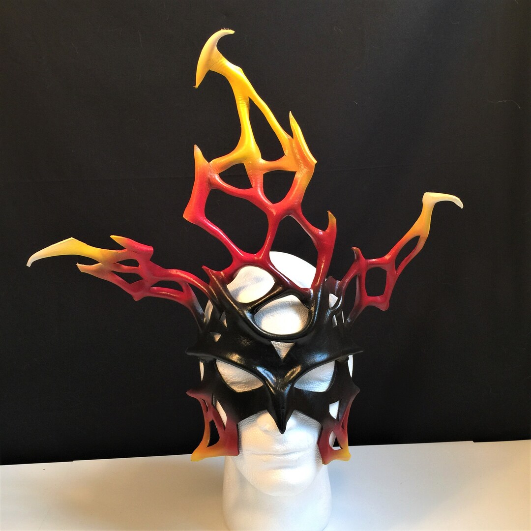 FIRE MASK Leather * DEMON Mask Burning Man Festival Mask * Halloween ...