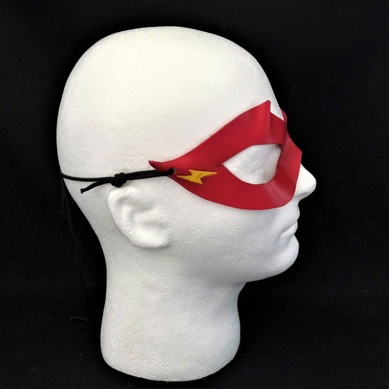 The Flash Mask Cosplay Red Superhero mask Red Leather Mask | Etsy