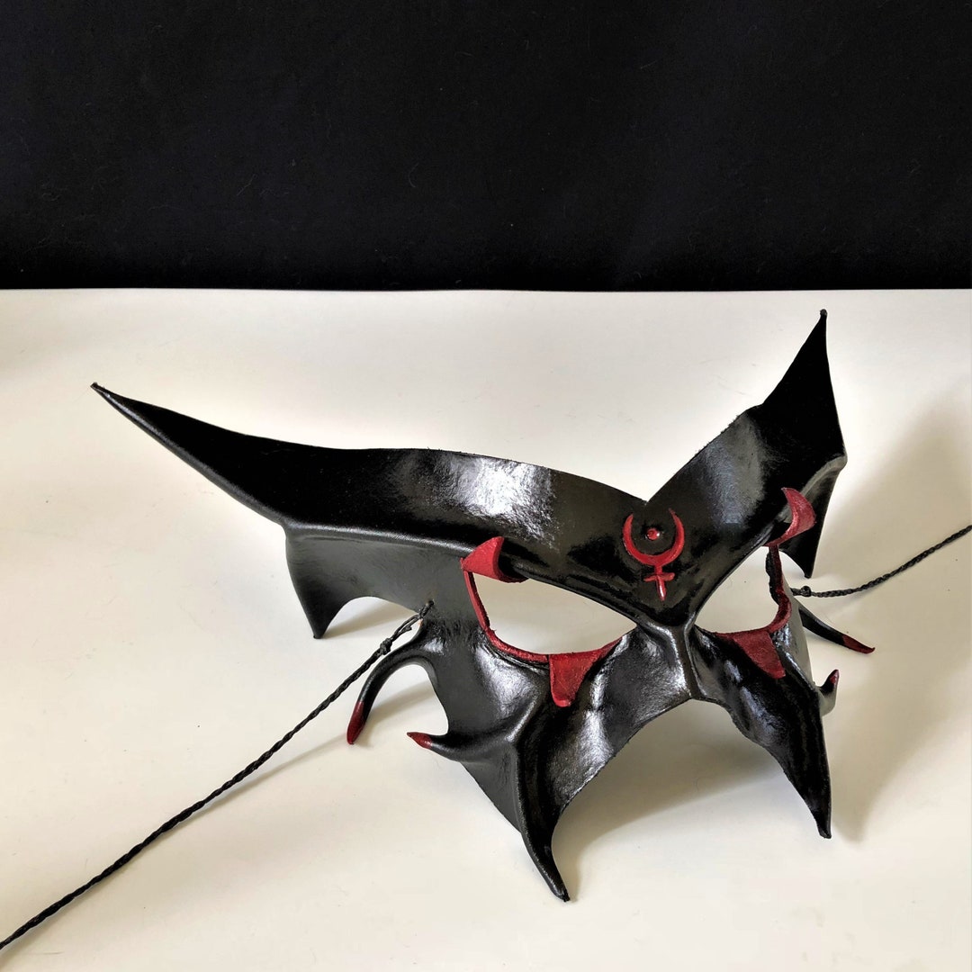 ARES Black Leather Mask Demon Mask Greek God Mask Warrior Halloween ...