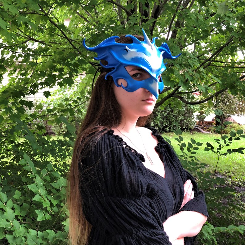 Blue PHOENIX MASK Bird Mask Carnival Mardi Gras Fantasy | Etsy