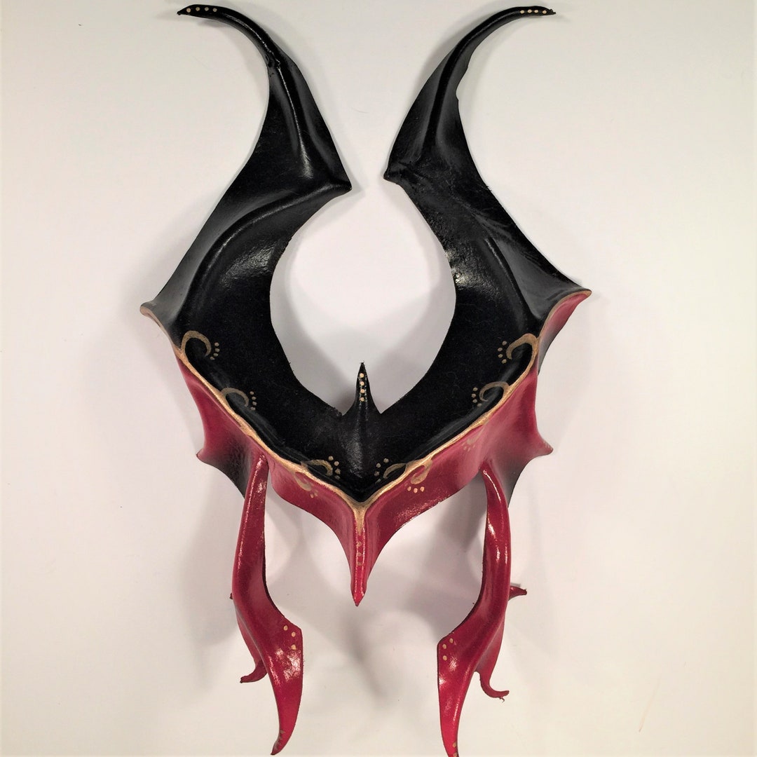 JINN GENIE Horns, Leather Red & Black * Fantasy Cosplay Burning Man ...