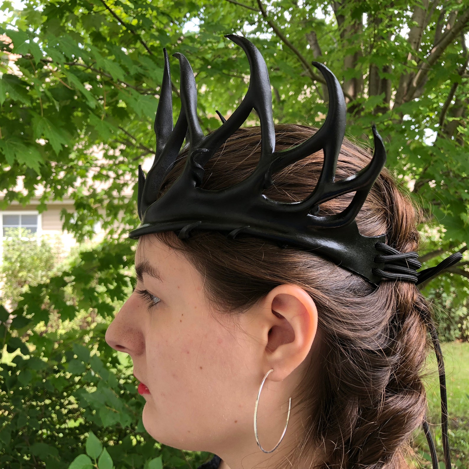 Dark Fairy Queen Crown / Witch Black Leather Headpiece | Etsy