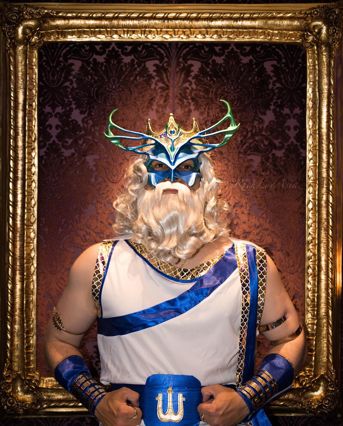 Greek God Mask BLUE Leather Mask HYDRA Halloween Mask | Etsy