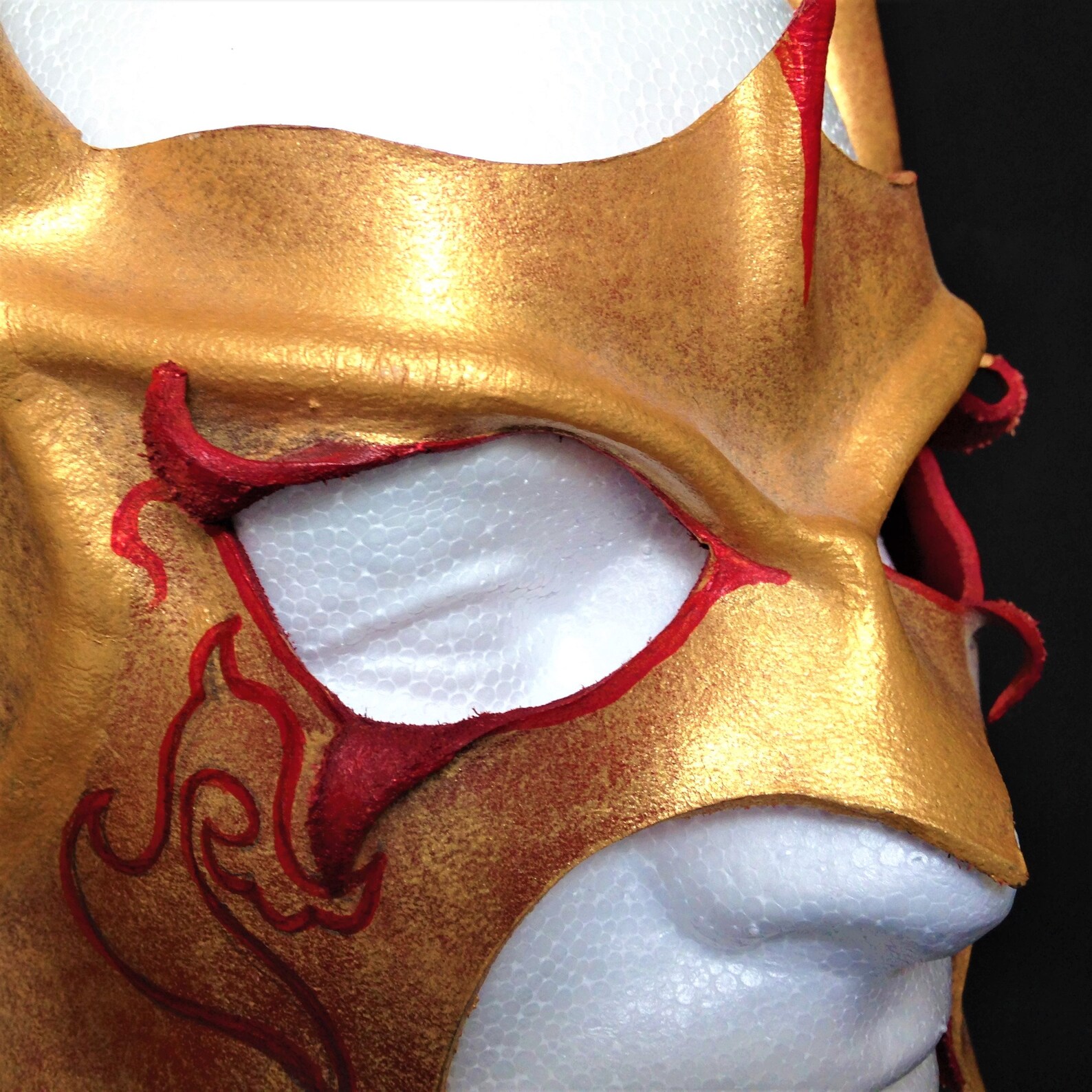 Red Gold Leather Viking Mask Thor Costume Loki Horns Viking - Etsy