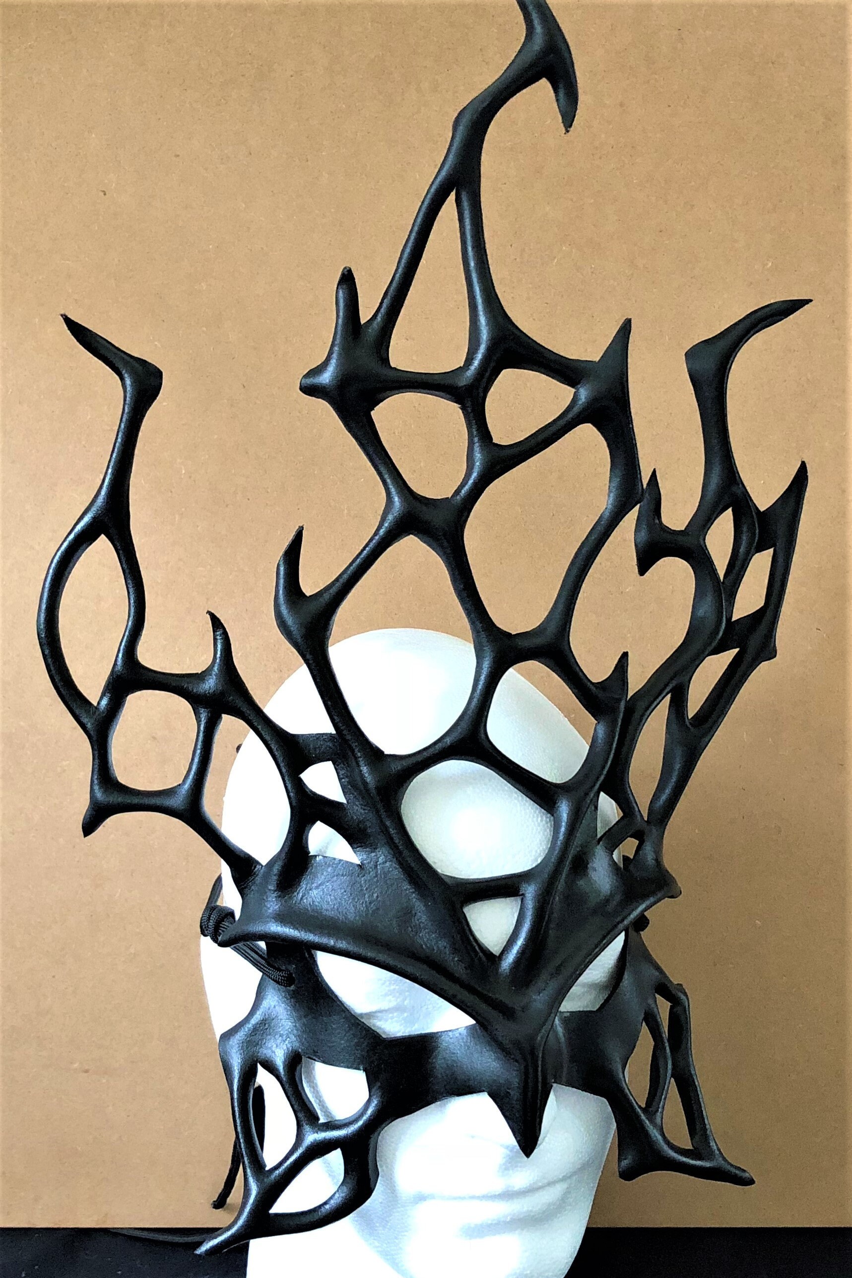 BLACK WIZARD MASK Demon Mask Sorceror Mask Fantasy Festival | Etsy