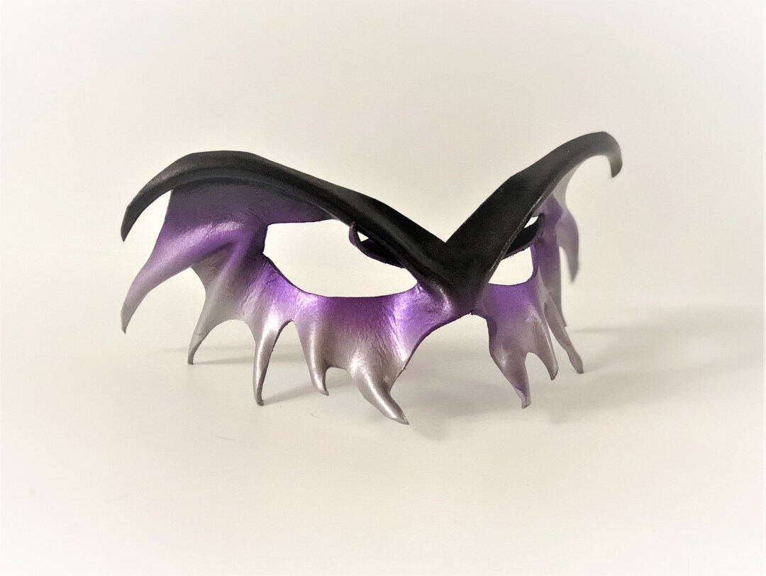 Leather Fantasy Vampire Masquerade Mask Silver Purple Black Leather ...