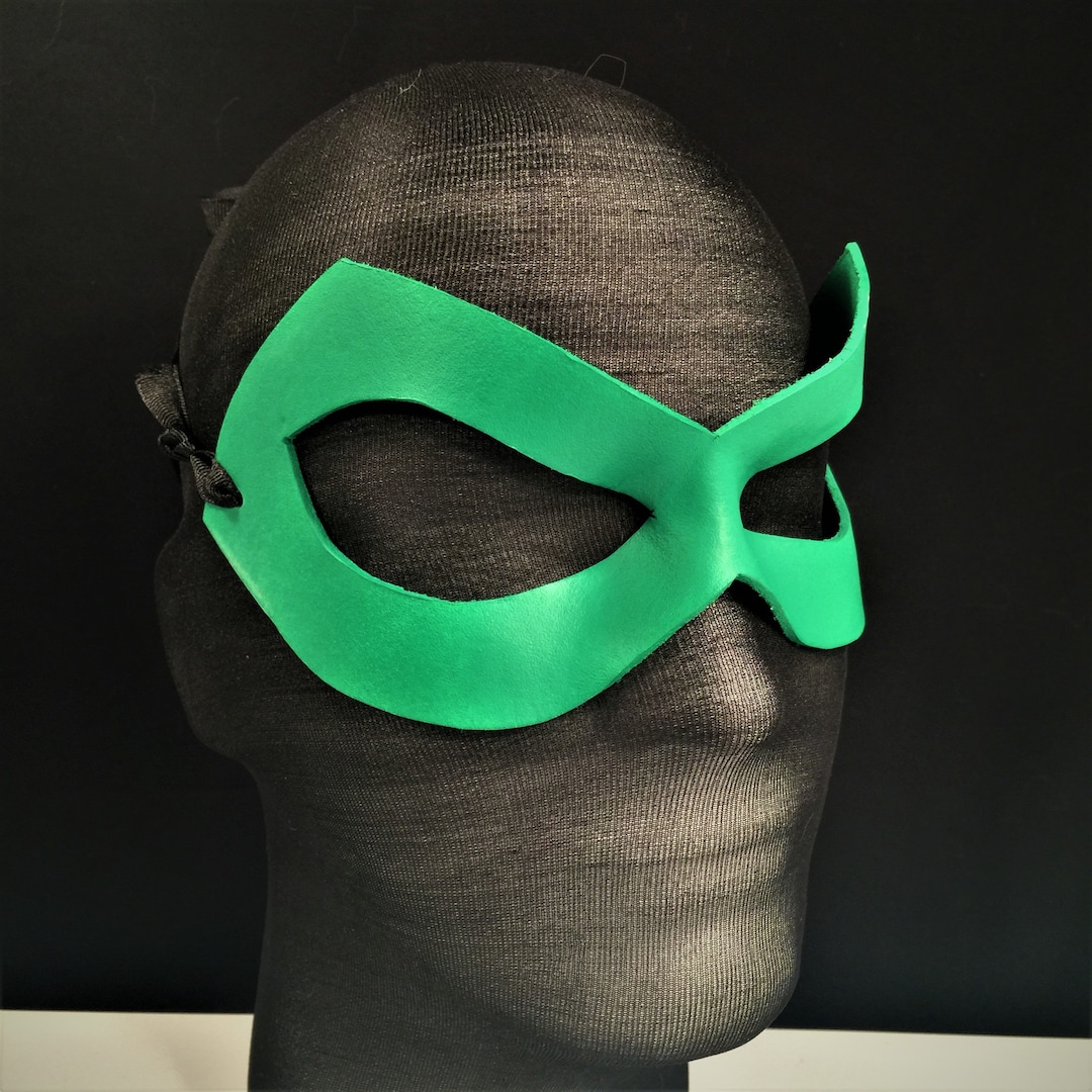 Leather Superhero Mask, Kelly Green Superhero Costume Comicon Halloween ...