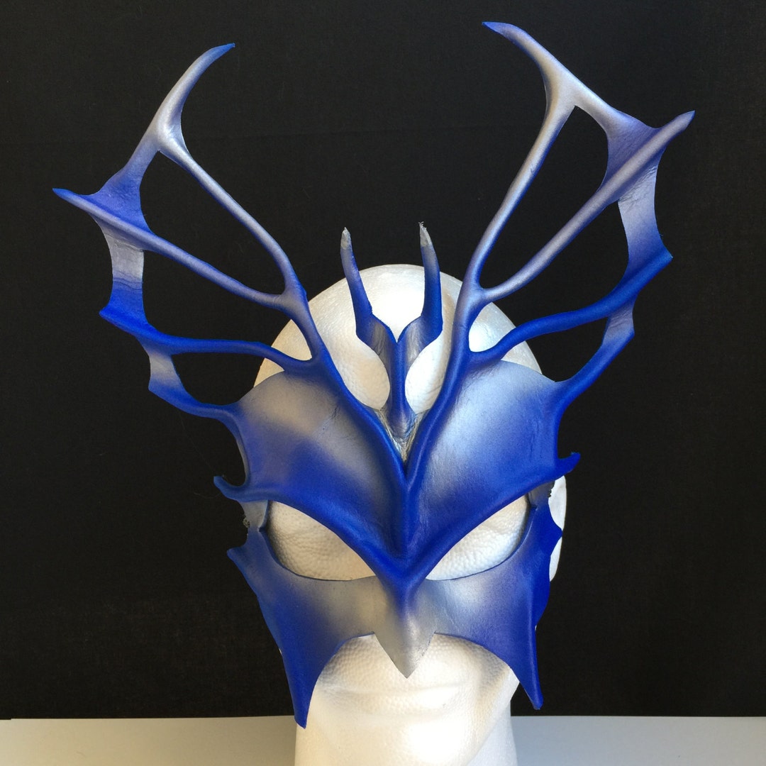 BLUE & SILVER Leather Mask Water Fairy Greek God Mask TRITON - Etsy