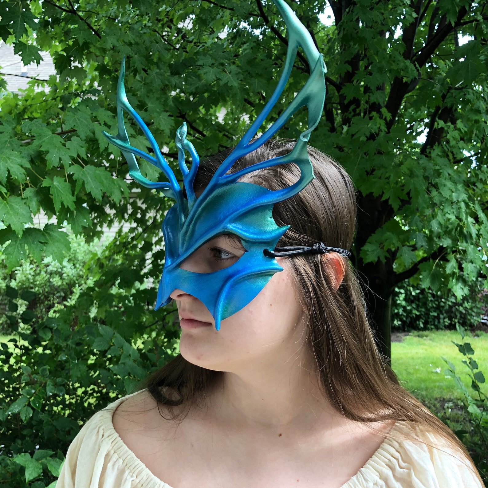 Blue Leather Mask Mermaid Costume Triton Masquerade Festival Halloween ...