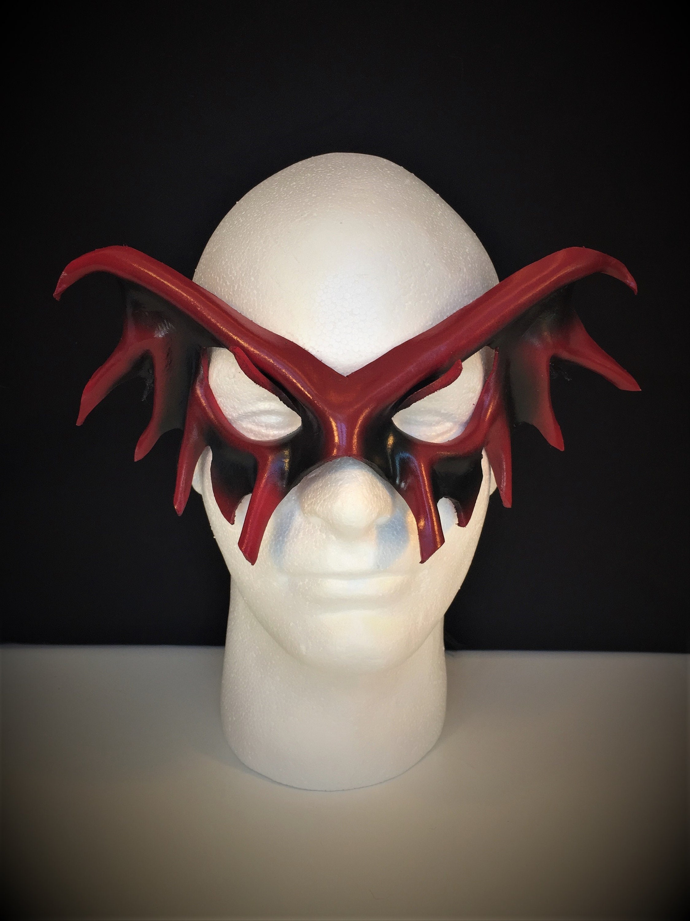 Red Leather Horror Mask Vampire Mask fantasy film props | Etsy