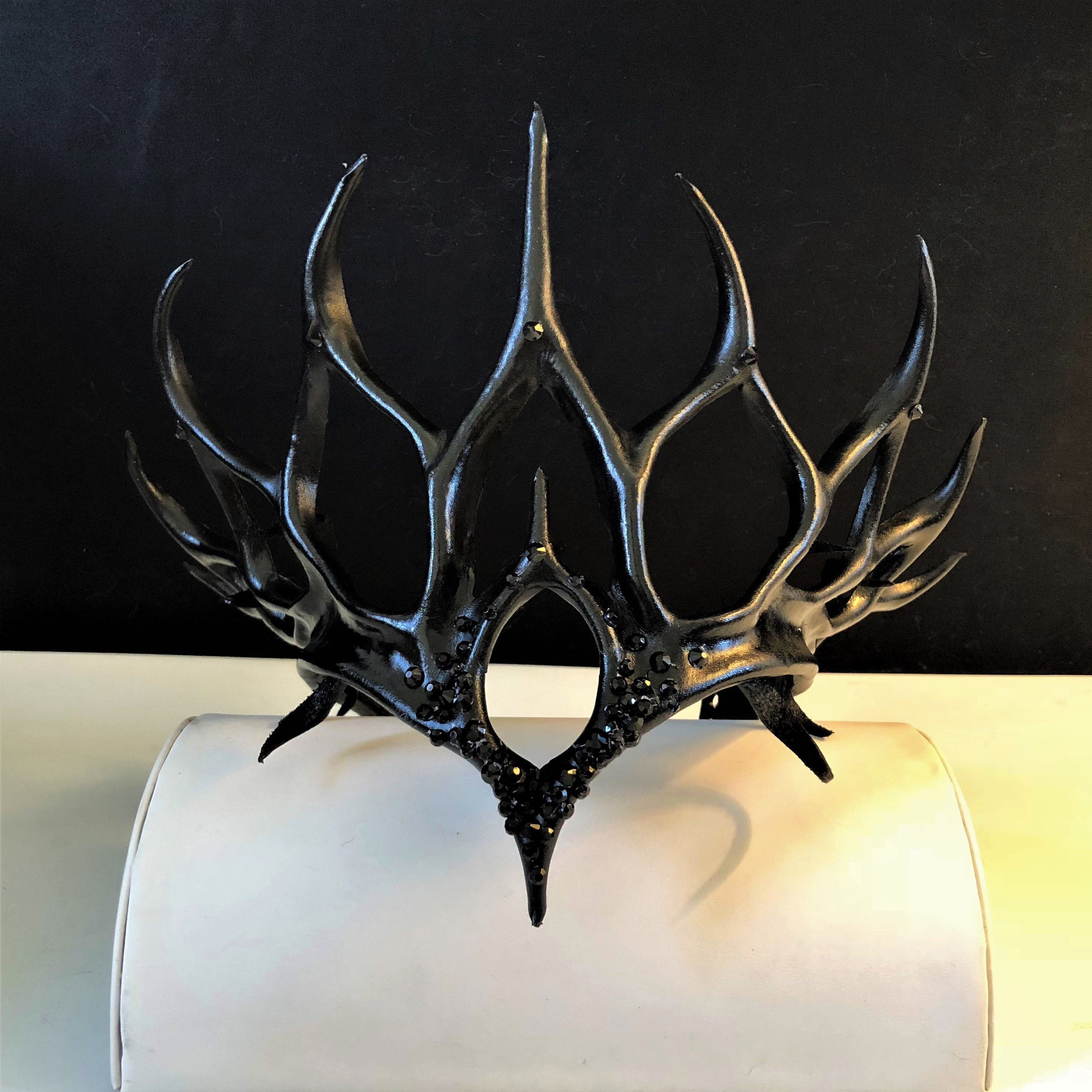 Evil Queen Leather Crown Stoned Headpiece of Thorns Dark | Etsy