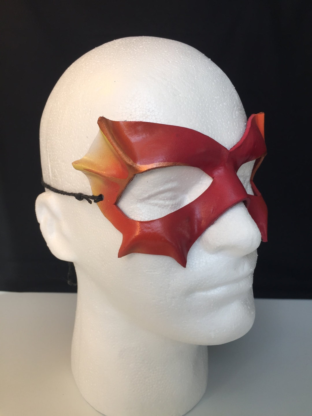 Leather Fire Sprite Mask, Red Fantasy Fairy / Fae Demon Cosplay Mask ...