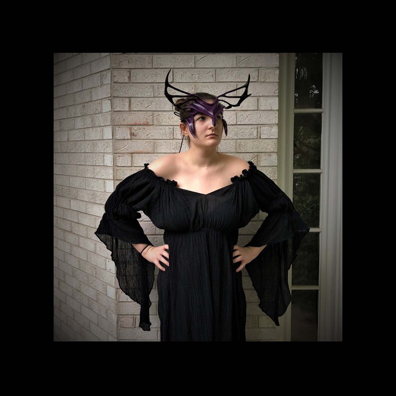 Leather Headpiece Cosplay Horns DARK INDIGO Antlers Leather | Etsy