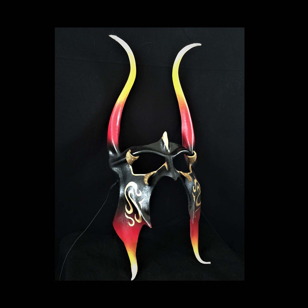 GLOSSY IFRIT Mask Leather Fantasy Cosplay Horns Demon Horns - Etsy
