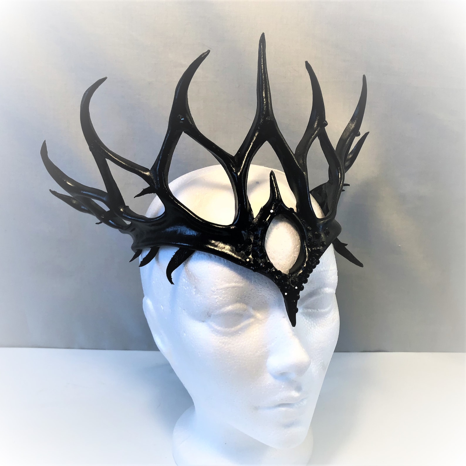 Evil Queen Leather Crown Stoned Headpiece of Thorns Dark | Etsy