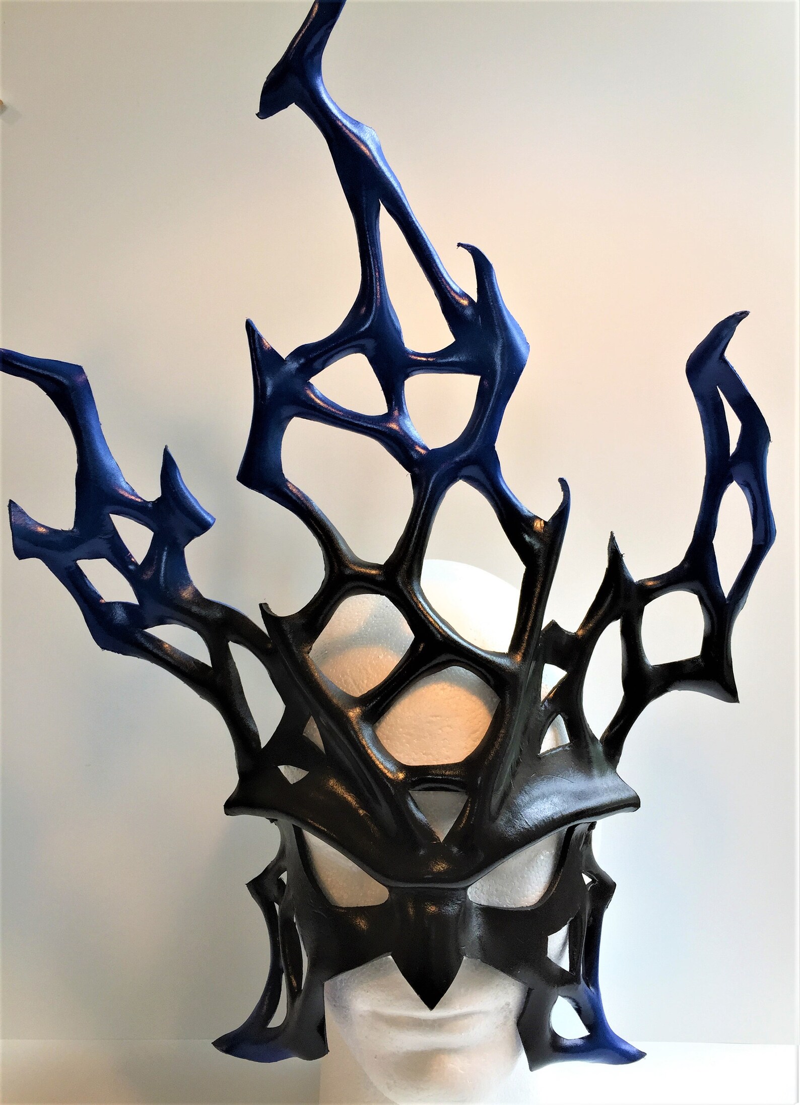 BLACK LEATHER MASK Blue Demon Halloween Mask Evil Dark - Etsy