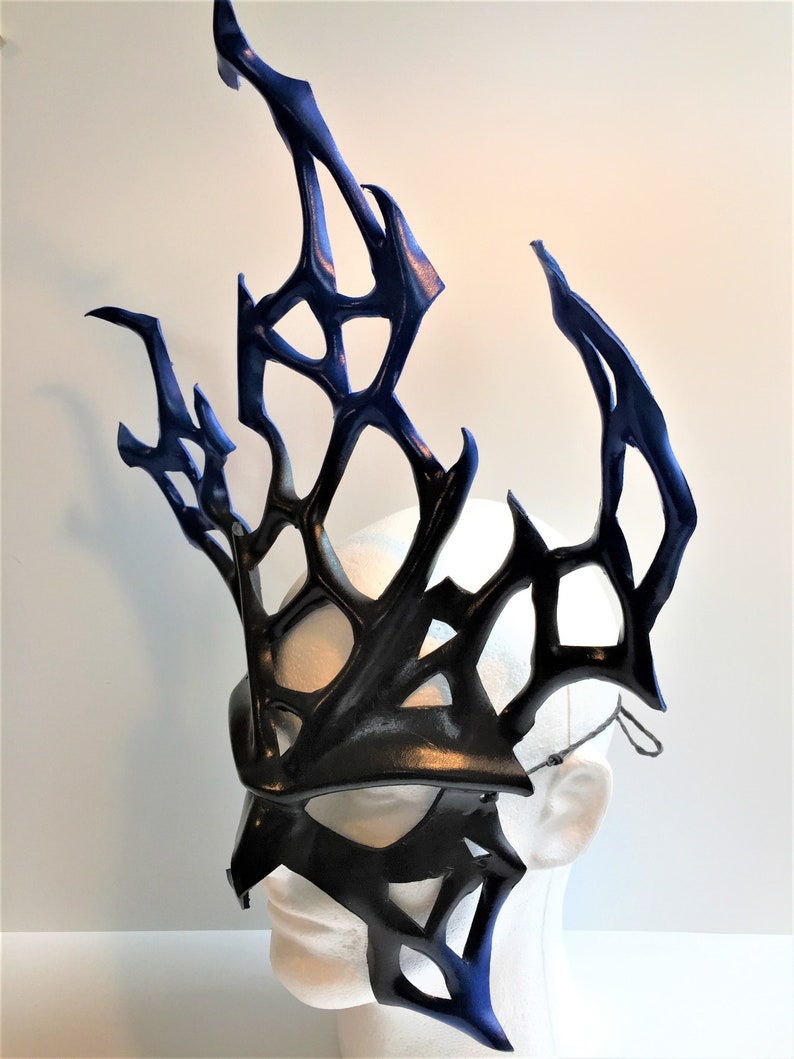 BLACK LEATHER MASK Blue Demon Halloween Mask Evil Dark - Etsy