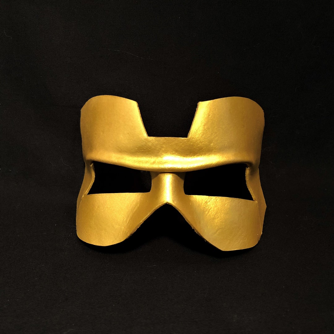 Gold Leather Mask, LARP Leather Armor Helmet, Superhero Cosplay ...