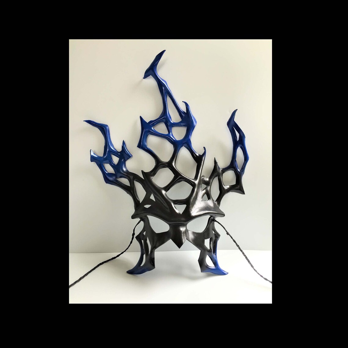 BLACK LEATHER MASK Blue Demon Halloween Mask Evil Dark - Etsy