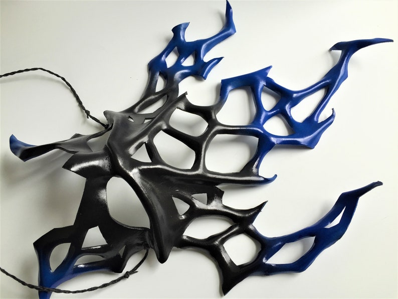 BLACK LEATHER MASK Blue Demon Halloween Mask Evil Dark - Etsy