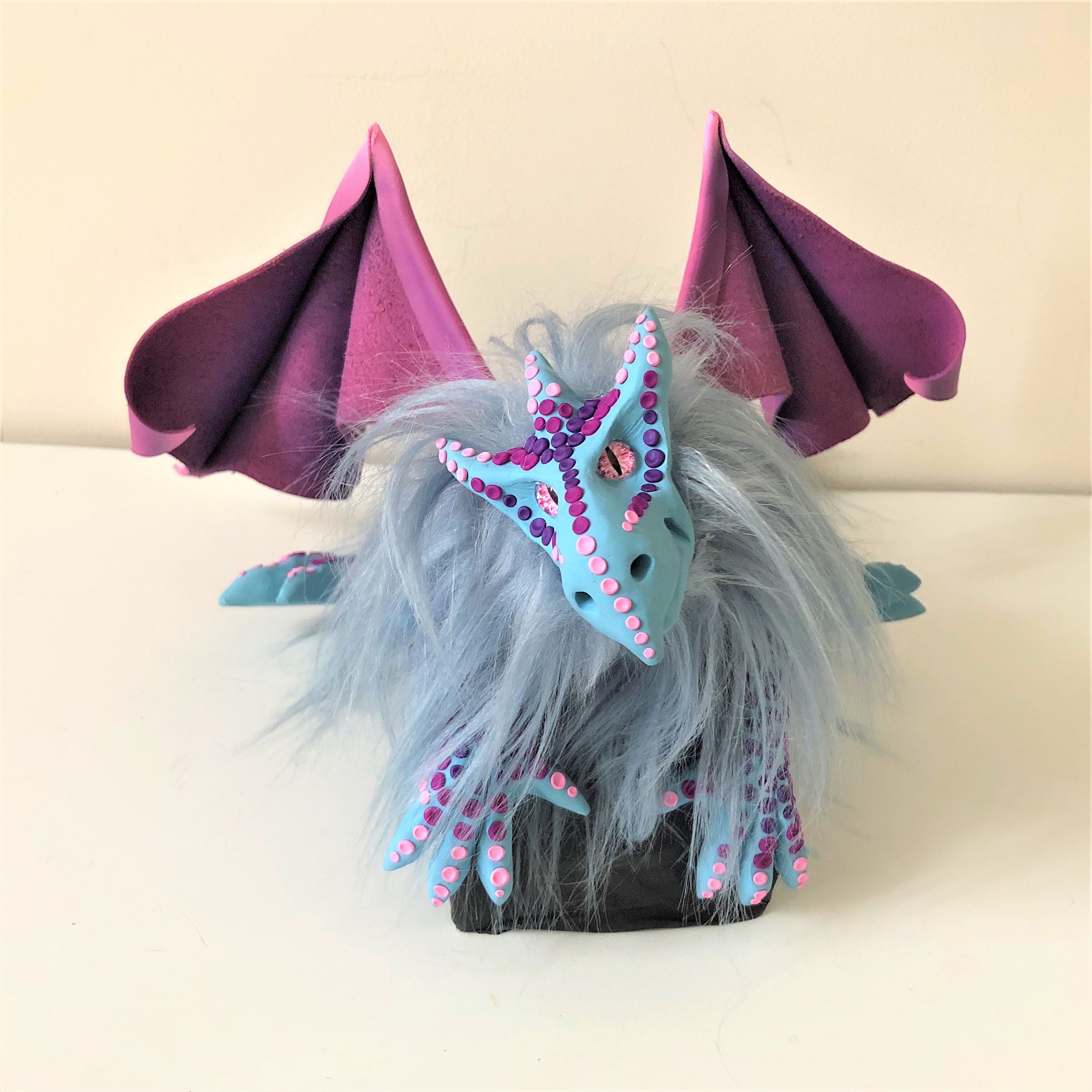 FURRY DRAGON Puppet Blue Dragon Sculpture Mythical Creature | Etsy