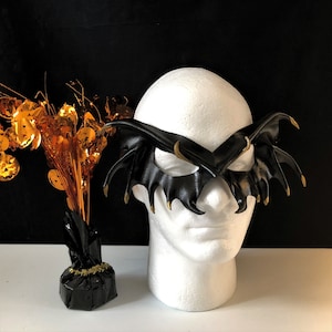 Gold Trimmed Black Leather Masquerade Mask, Vampire Masquerade Fantasy ...